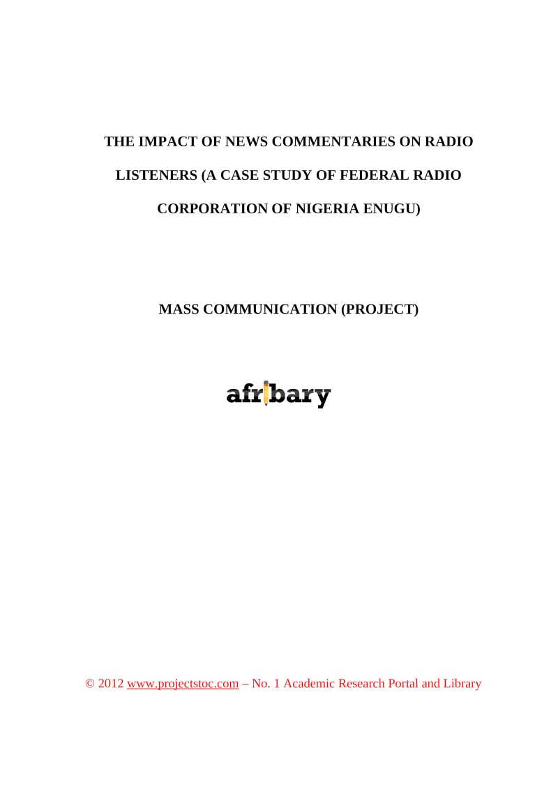 The Impact Of News Commentaries On Radio Listeners (A Case Study Of ...