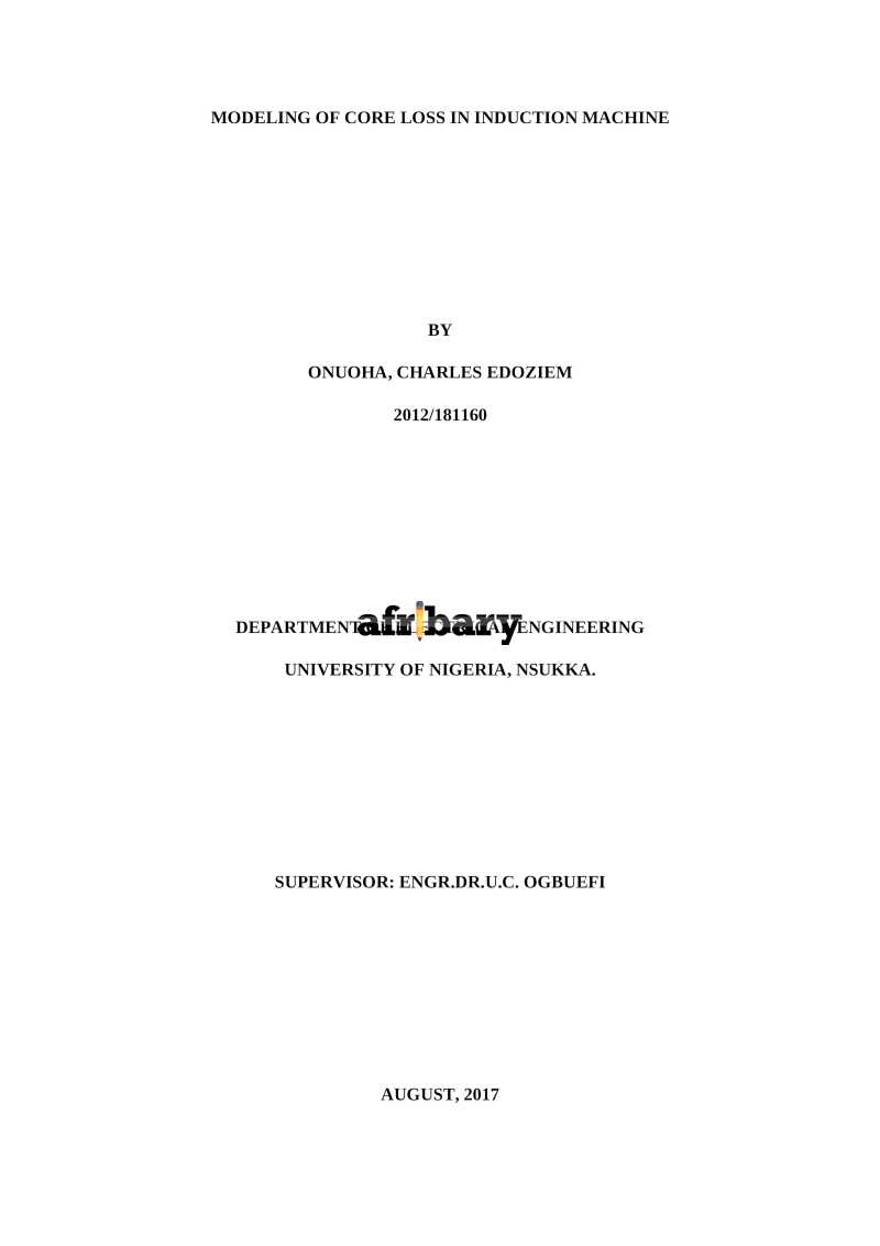 MODELING OF CORE LOSS IN INDUCTION MACHINE | Afribary