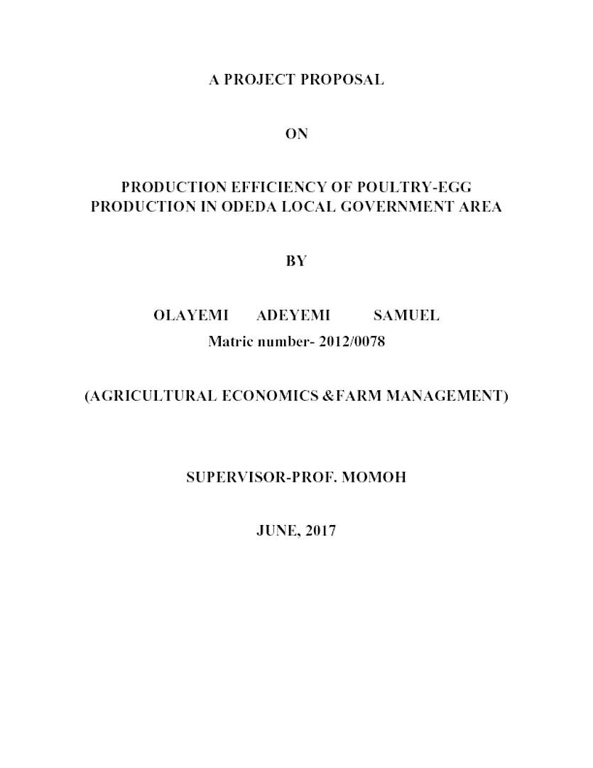Proposal on Economic Analysis of poultry-egg production in Odeda Local ...