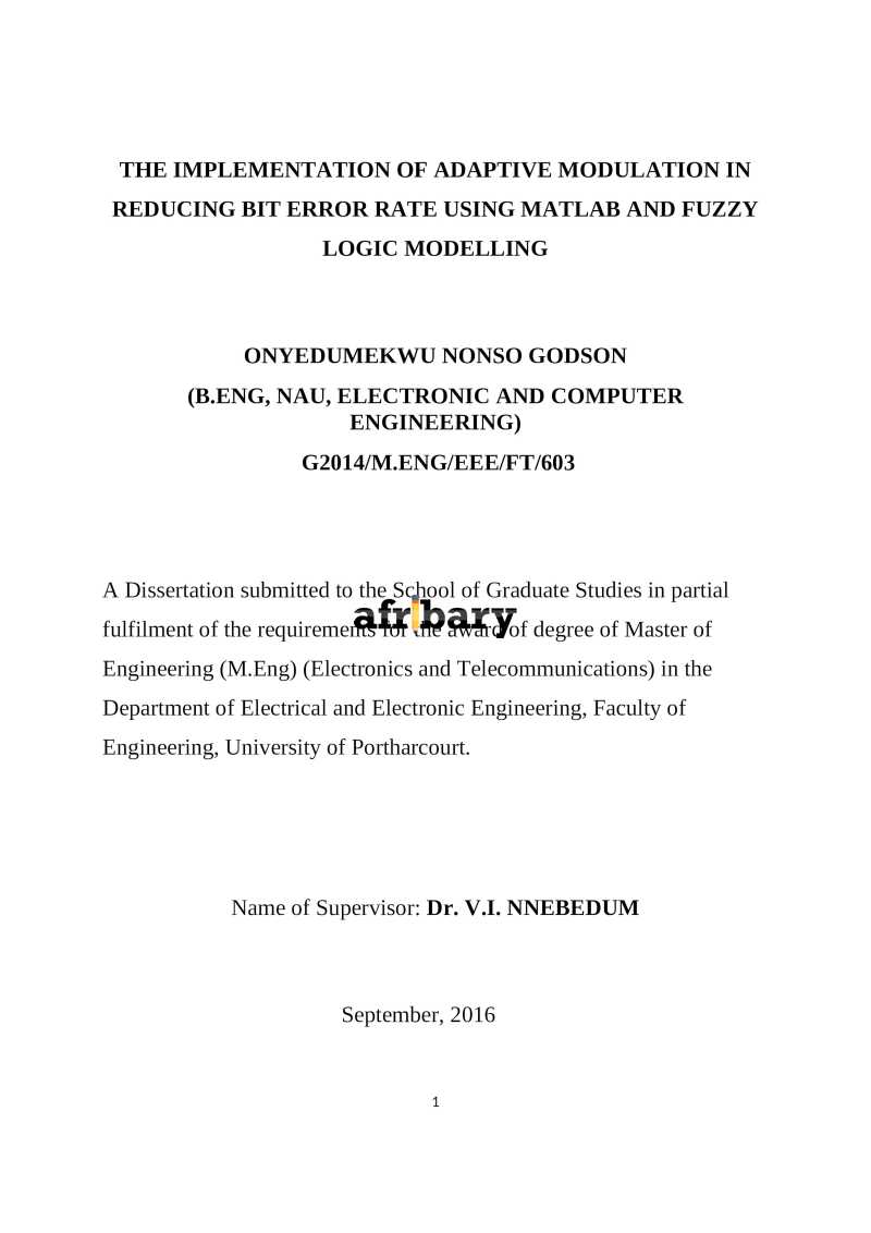 The Implementation Of Adaptive Modulation In Reducing Bit Error Rate Using Matlab And Fuzzy 7932
