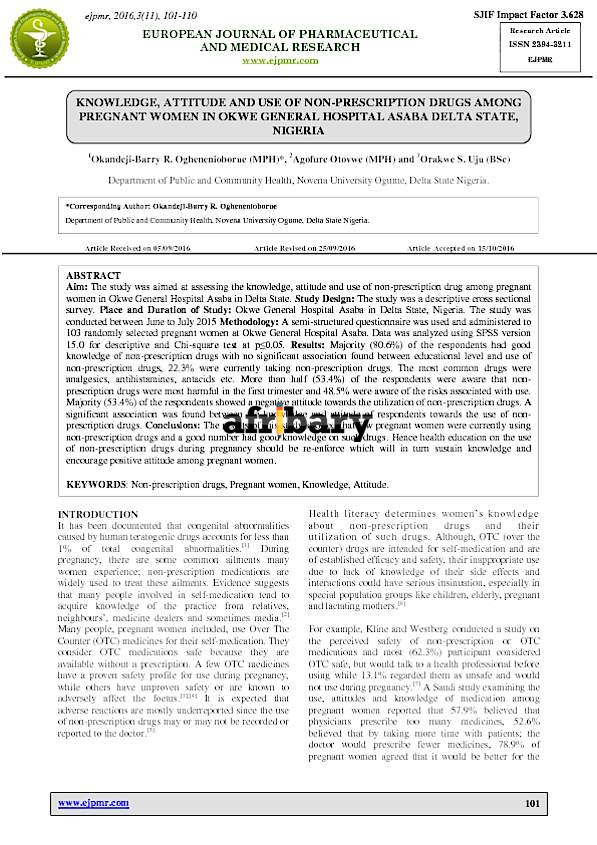KNOWLEDGE, ATTITUDE AND USE OF NON-PRESCRIPTION DRUGS AMONG PREGNANT ...