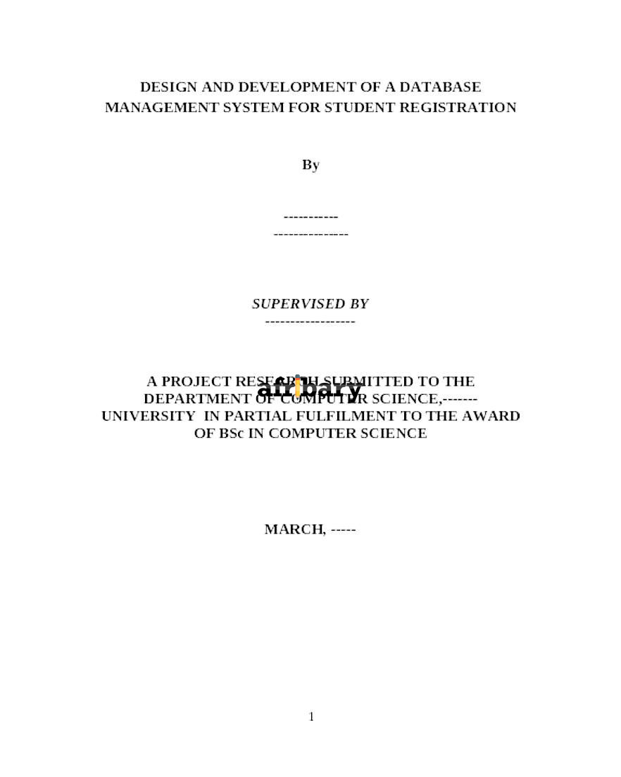DESIGN AND DEVELOPMENT OF A DATABASE MANAGEMENT SYSTEM FOR STUDENT ...