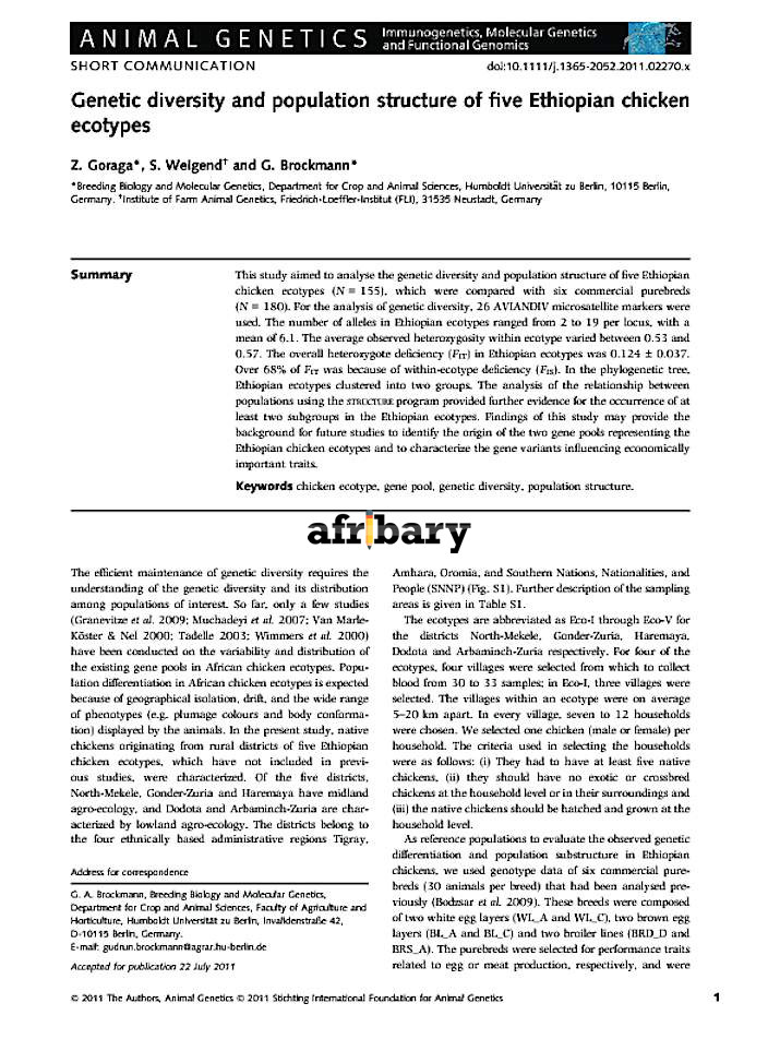 Phenotypic Characterization of Chicken Inbred Lines that Differ ...