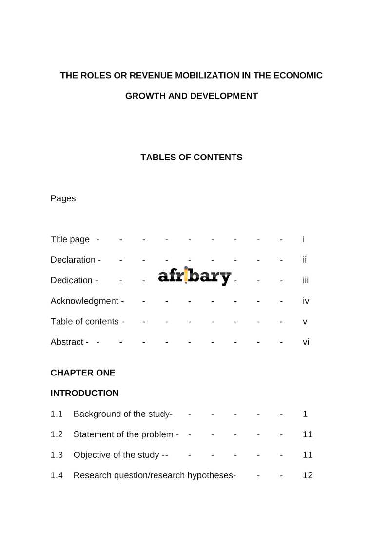 THE ROLES OF REVENUE MOBILIZATION IN THE ECONOMIC GROWTH AND ...