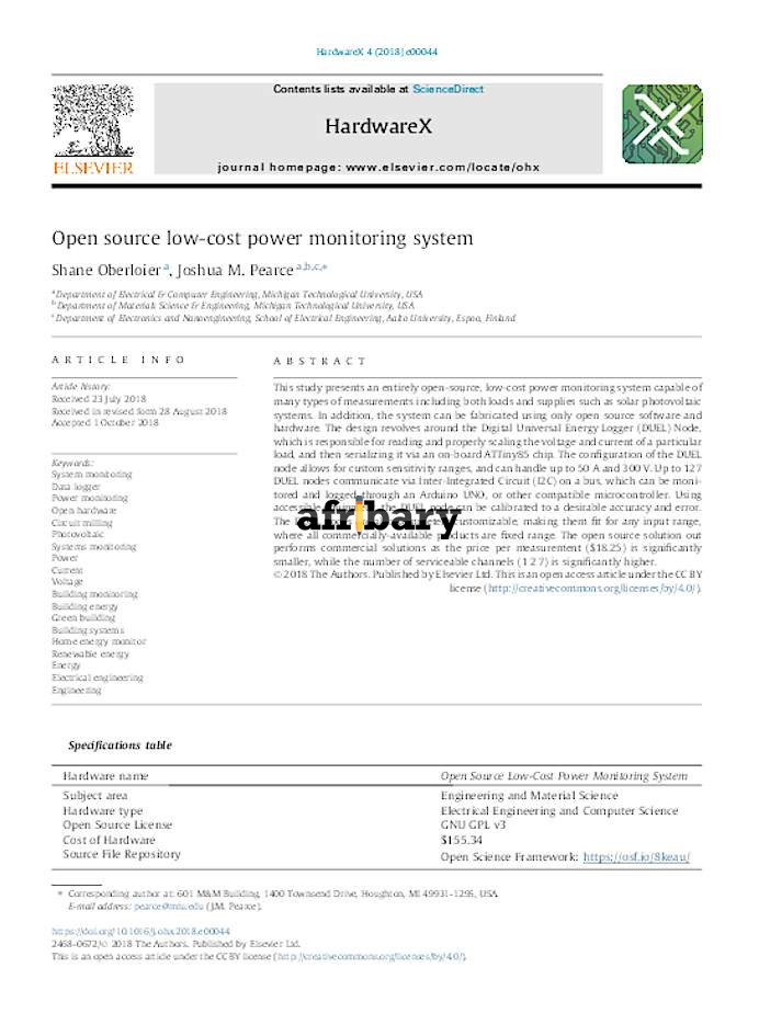 Open Source Low Cost Power Monitoring System Afribary
