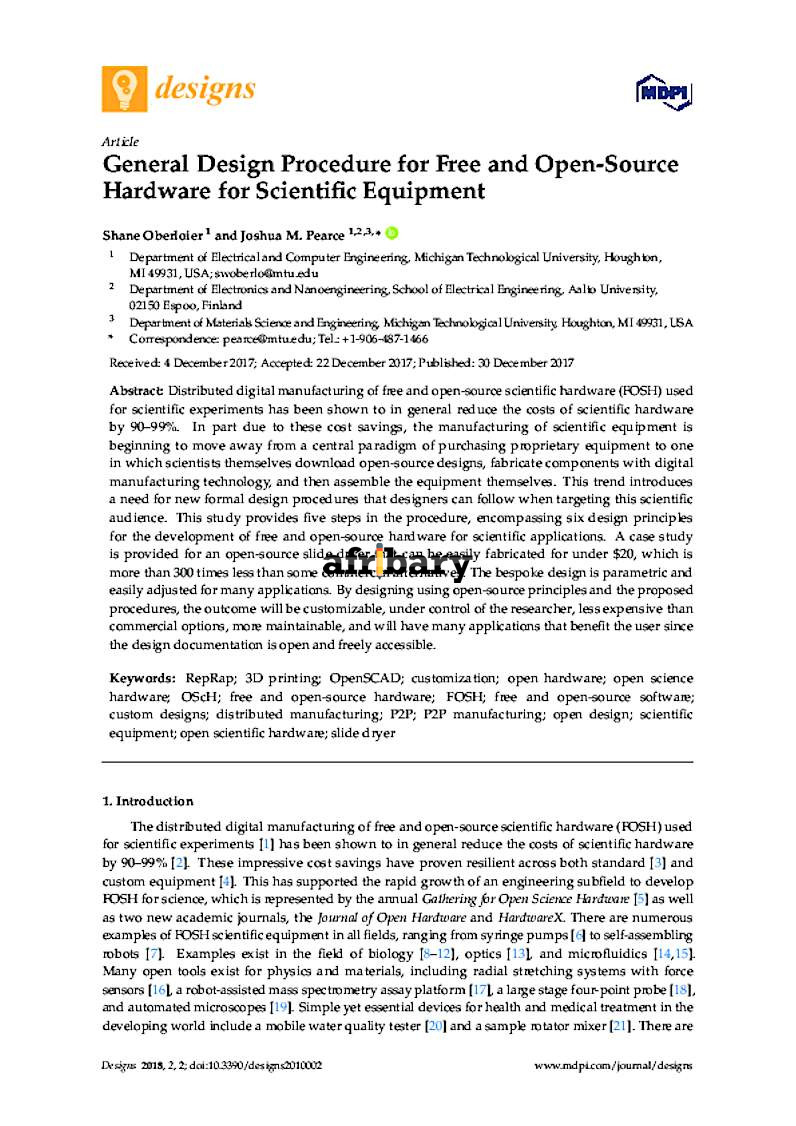 General Design Procedure for Free and Open-Source Hardware for ...