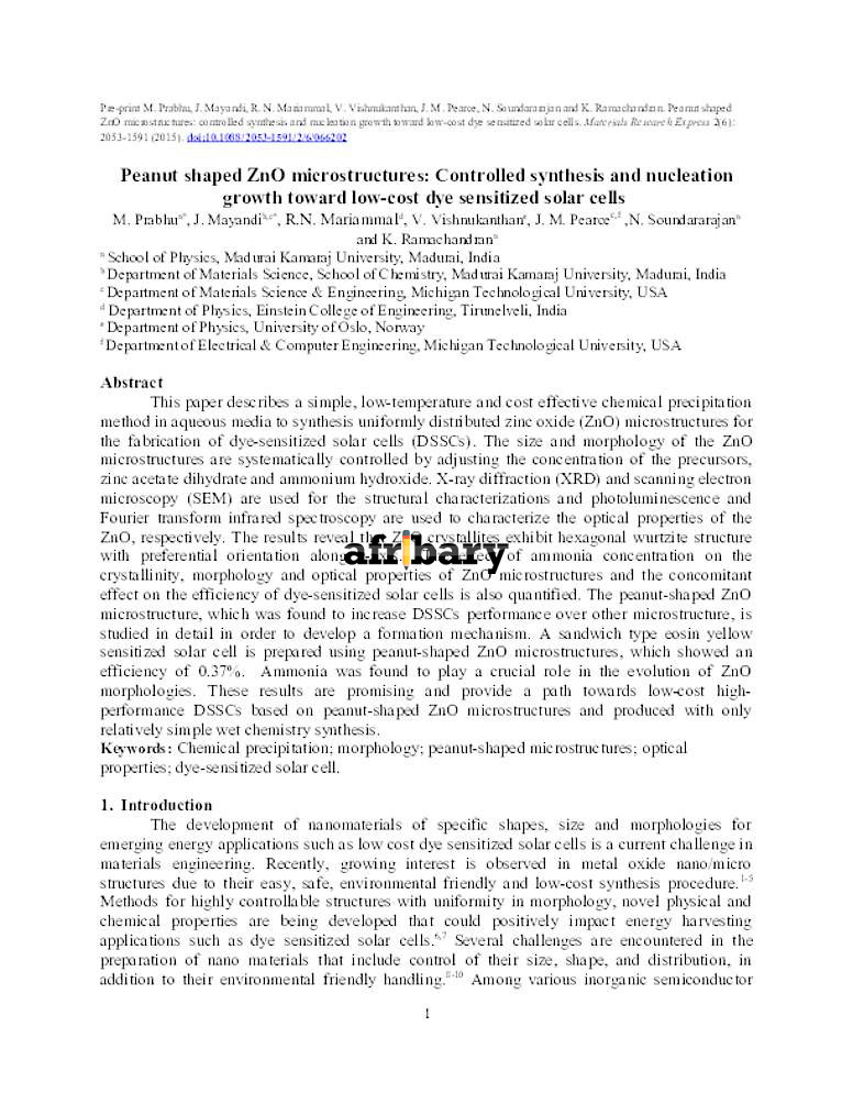 Peanut shaped ZnO microstructures: controlled synthesis and nucleation ...