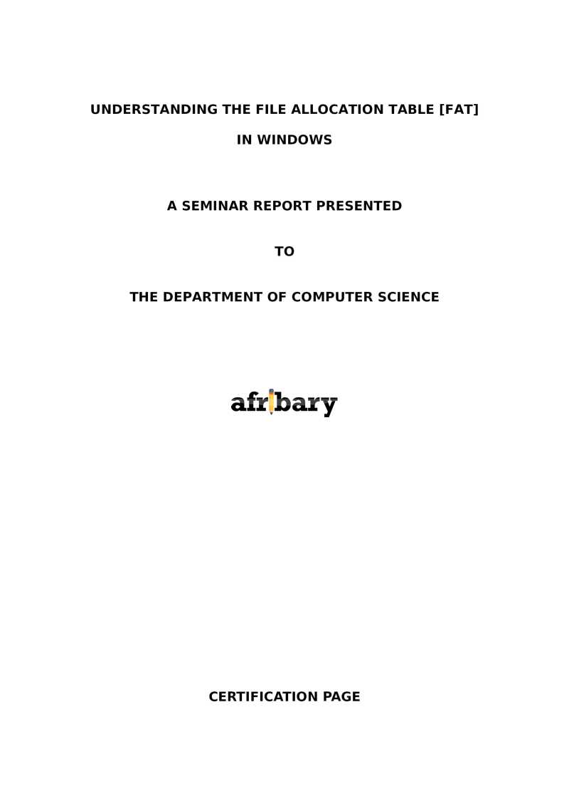 Understanding The File Allocation Table [fat] In Windows Afribary