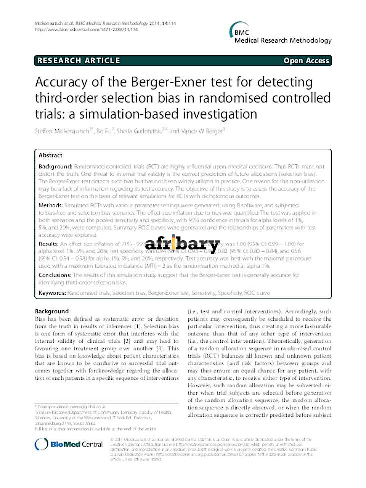 Accuracy of the Berger-Exner test for detecting third-order selection ...