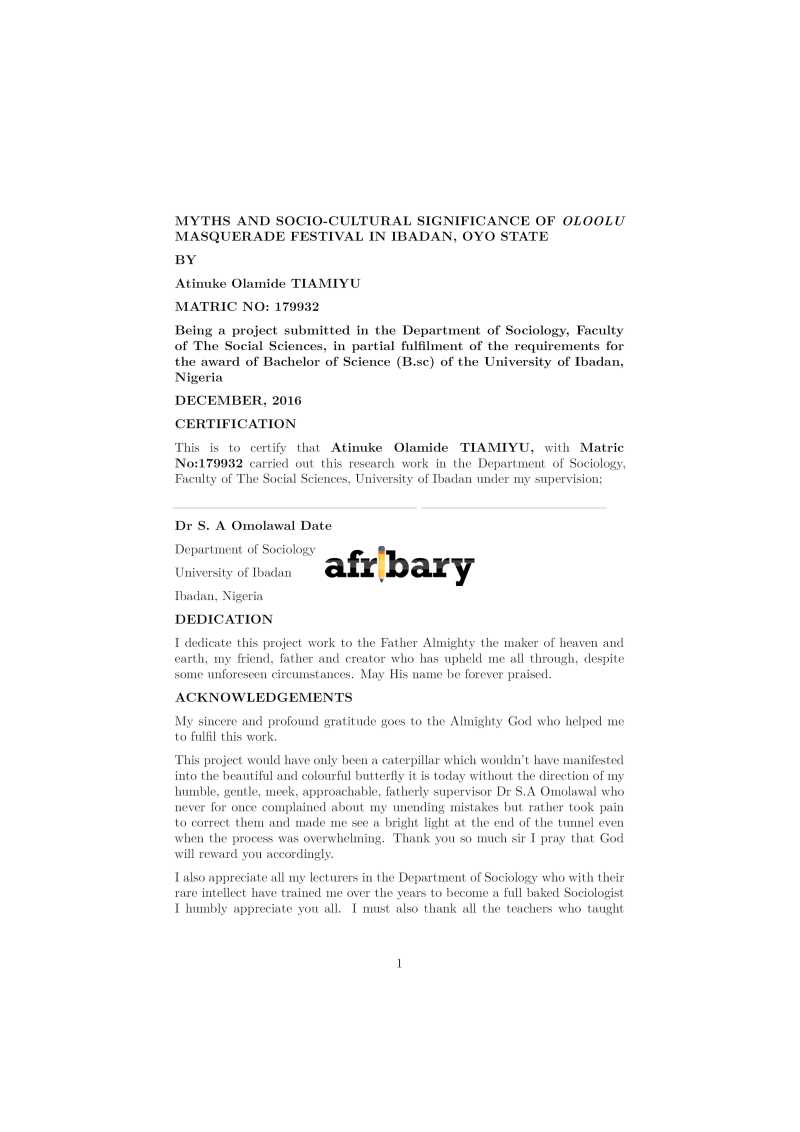 Myths and socio-cultural significance of Oloolu masquerade festival in ...