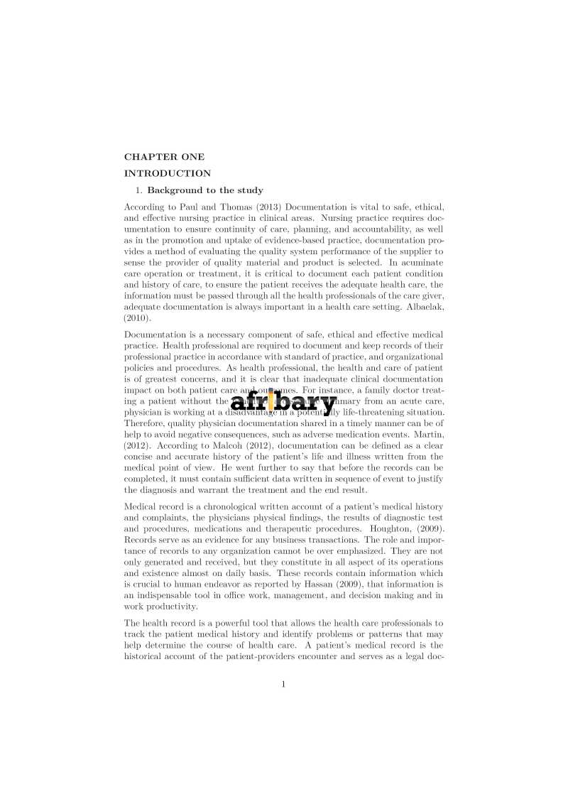 Effect of Improper Documentation of Health Records | Afribary