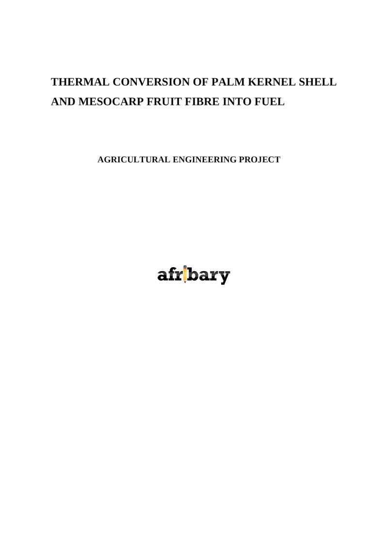 THERMAL CONVERSION OF PALM KERNEL SHELL AND MESOCARP FRUIT FIBRE INTO ...