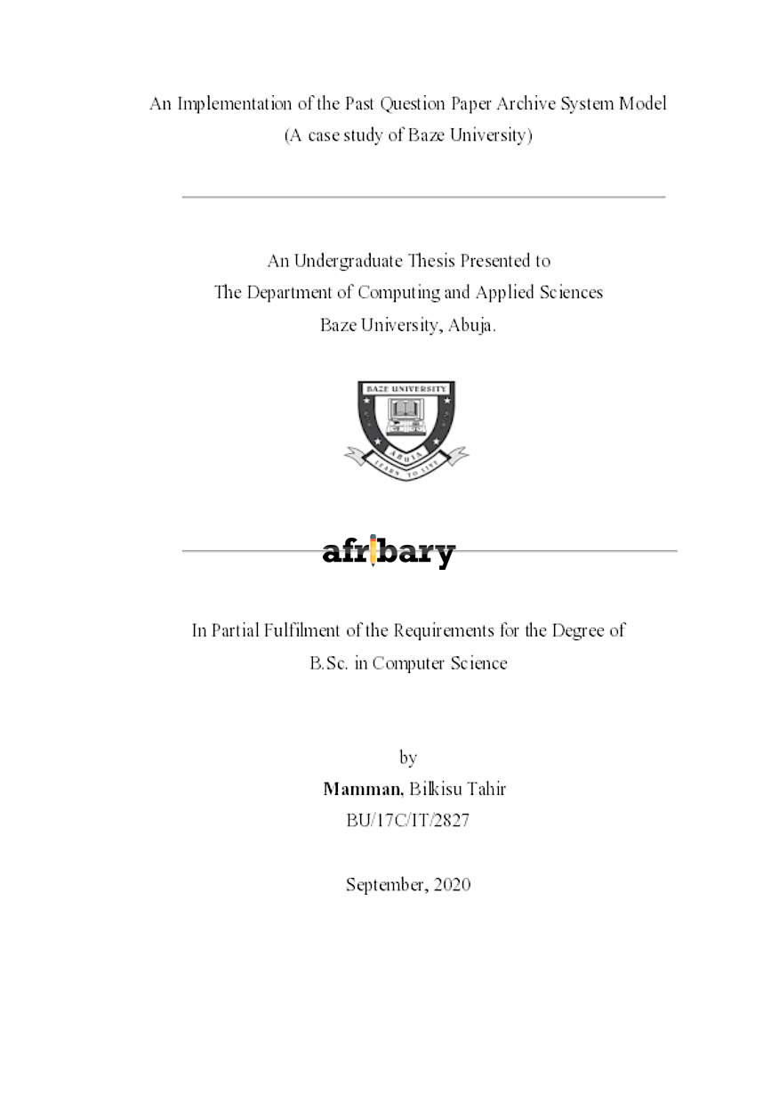 An Implementation of the Past Question Paper Archive System Model (A ...