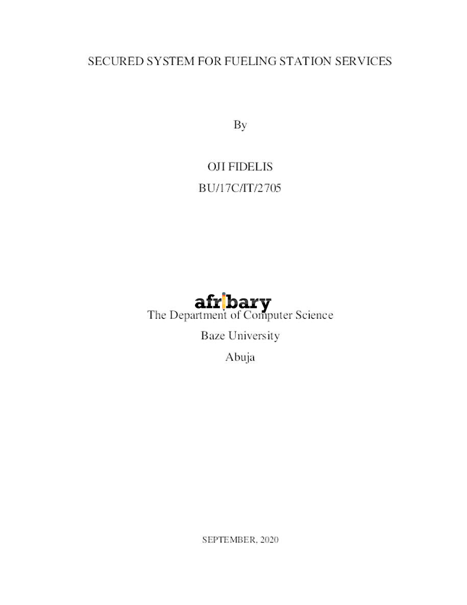 Secured System For Fueling Station Services | Afribary
