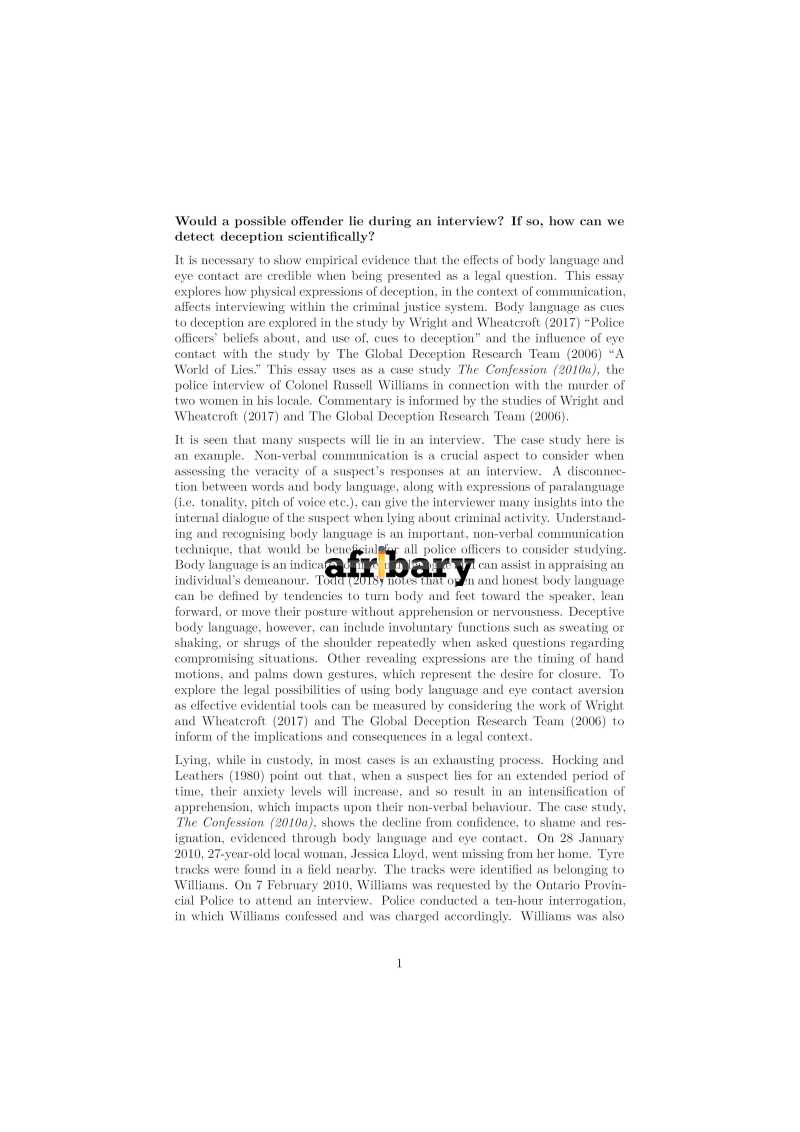 Would a possible offender lie during an interview - If so, how can we detect deception ...