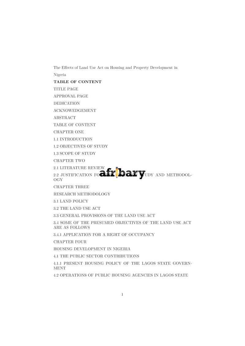 The Effects of Land Use Act on Housing and Property Development in ...