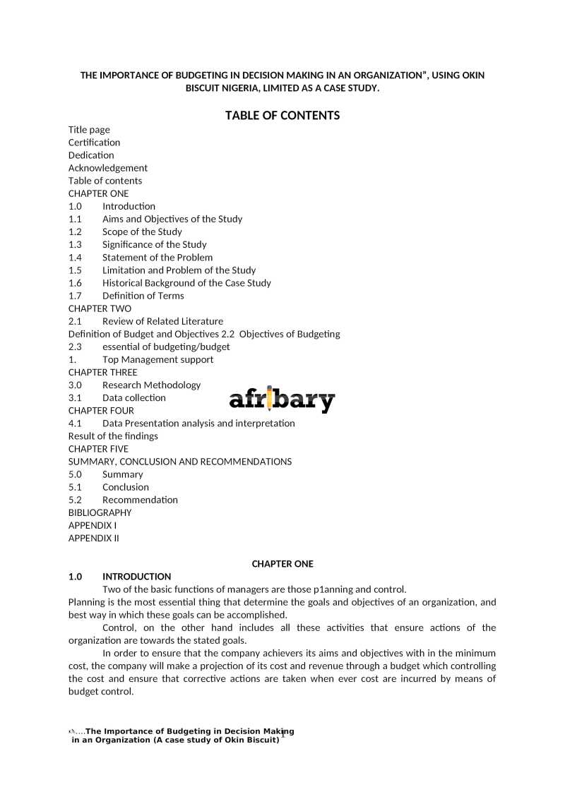 The Importance of Budgeting in Decision Making in an Organization Using ...