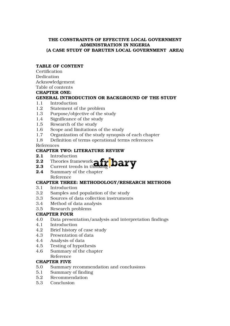 The Constraints of Effective Local Government Administration in Nigeria ...