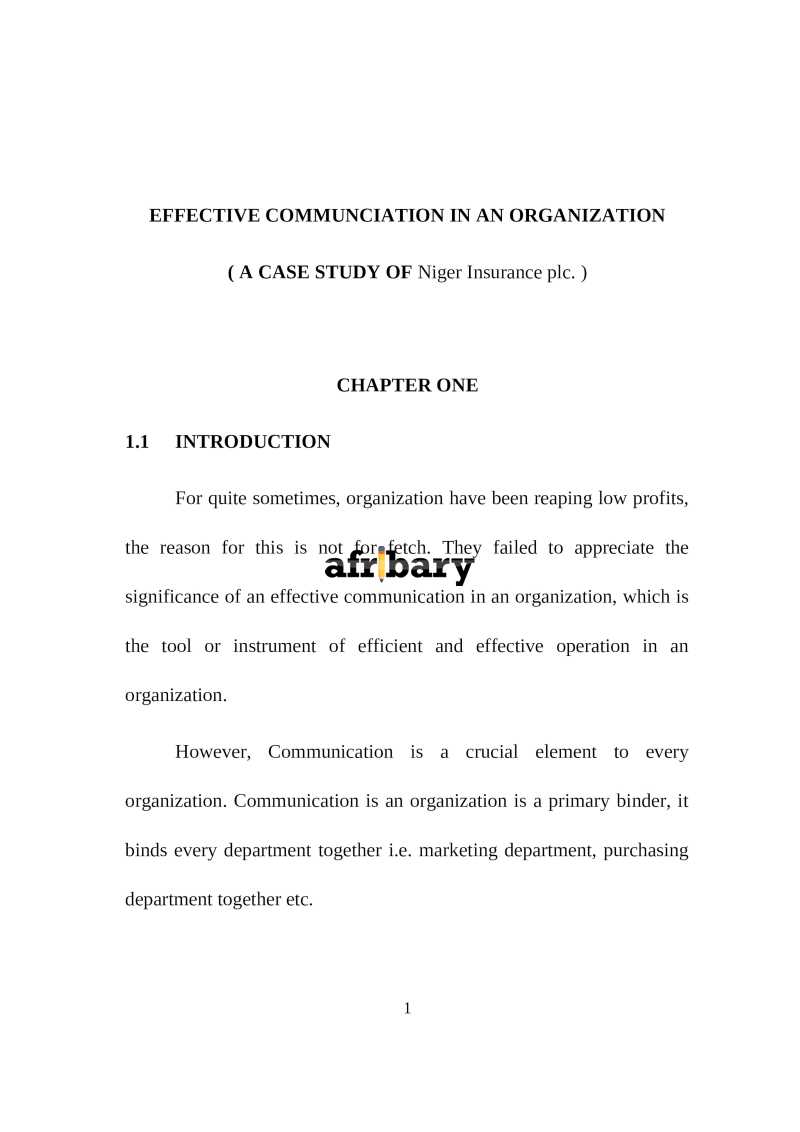 Effective Communication in an Organization ( A Case Study of Niger ...