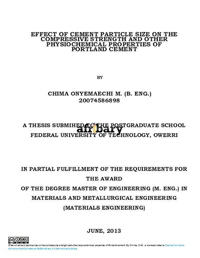 Effect of Cement Particle Size on the Compressive Strength and Other ...