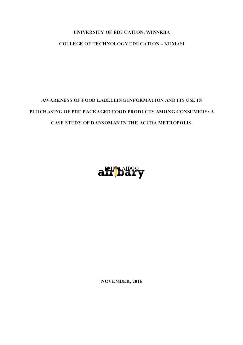 The Awareness of Food Labelling Information and Its Use in Purchasing ...