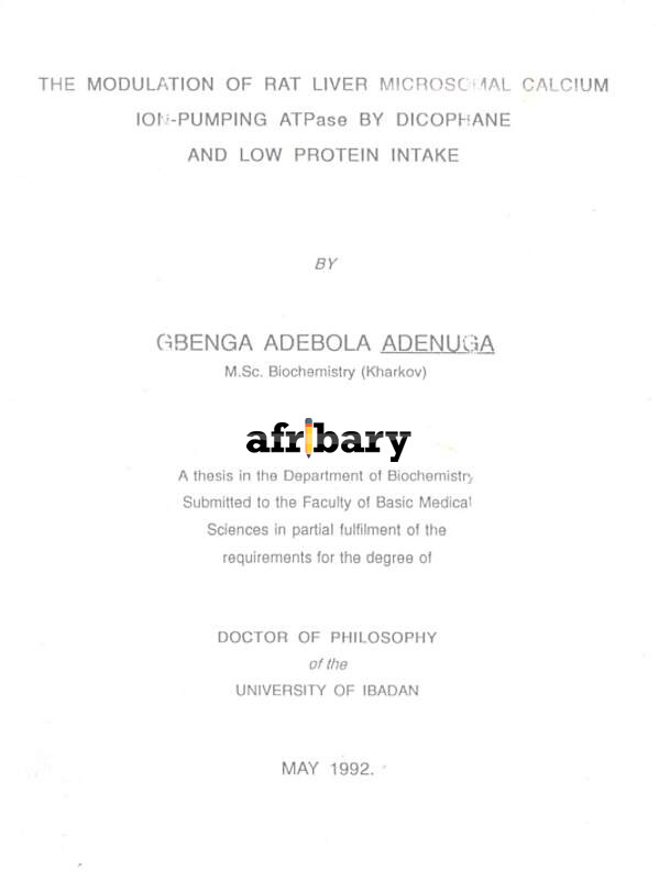 THE MODULATION OF RAT LIVER MICROSOMAL CALCIUM ION-PUMPING ATPase BY ...