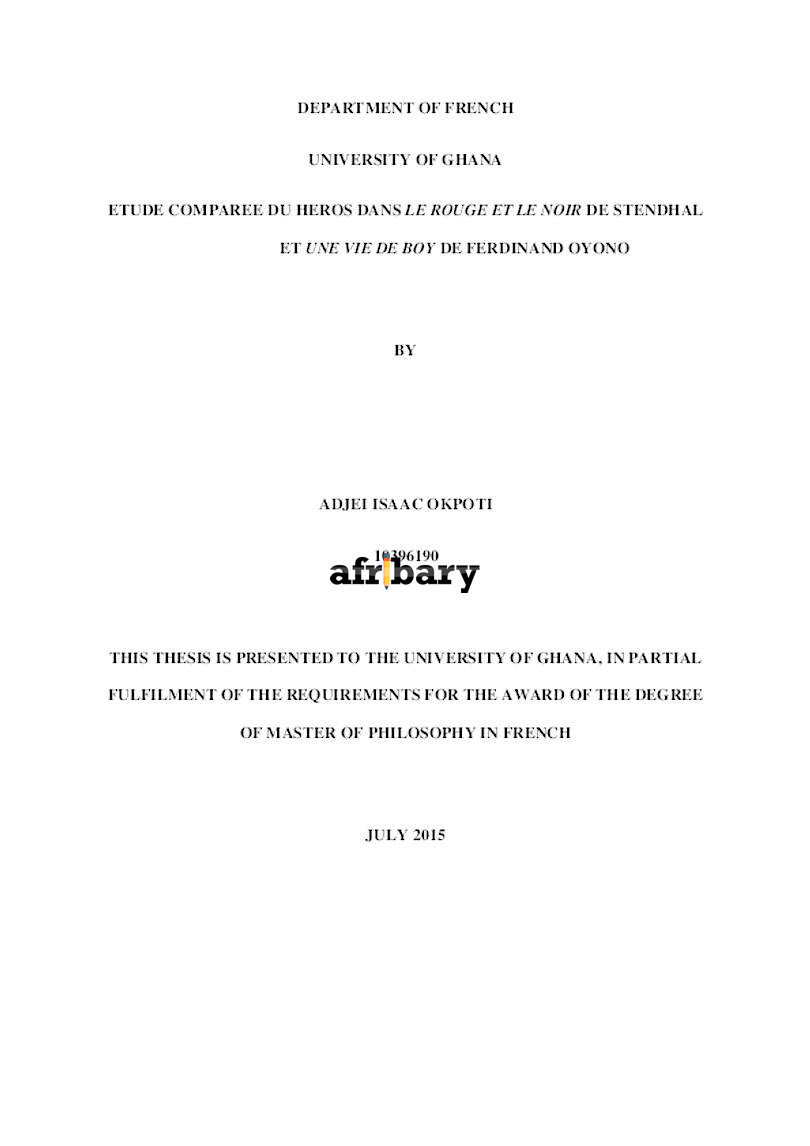 ETUDE COMPAREE DU HEROS DANS LE ROUGE ET LE NOIR DE STENDHAL ET UNE VIE ...