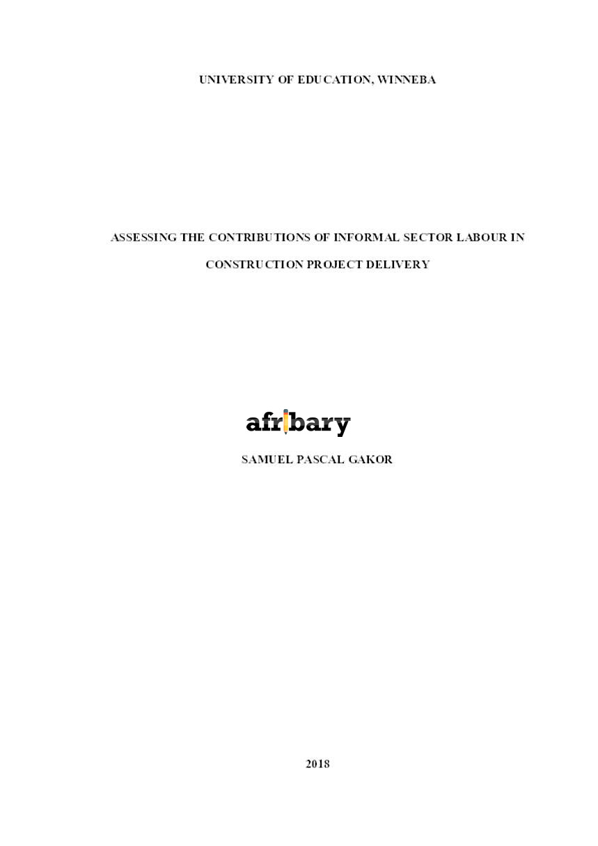 ASSESSING THE CONTRIBUTIONS OF INFORMAL SECTOR LABOUR IN CONSTRUCTION ...