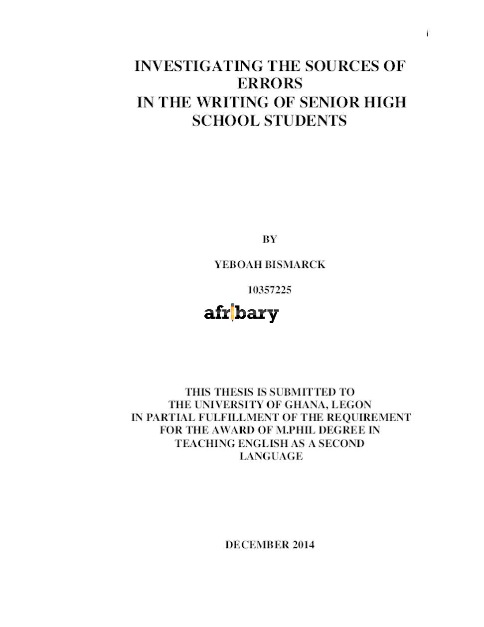 Investigating The Sources Of Errors In The Writing Of Senior High