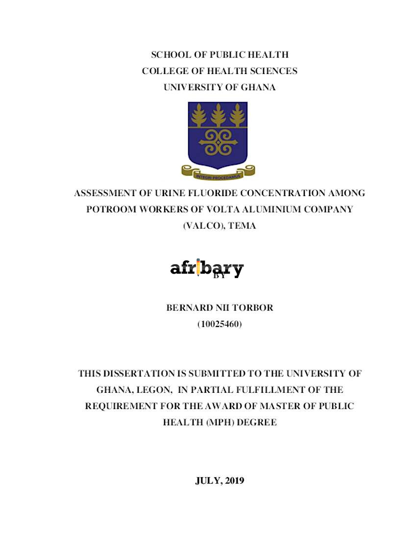 Assessment Of Urine Fluoride Concentration Among Potroom Workers Of ...