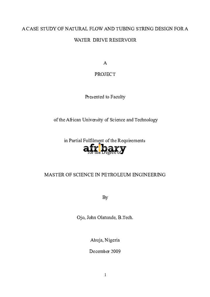 A Case Study Of Natural Flow And Tubing String Design For A Water Drive ...