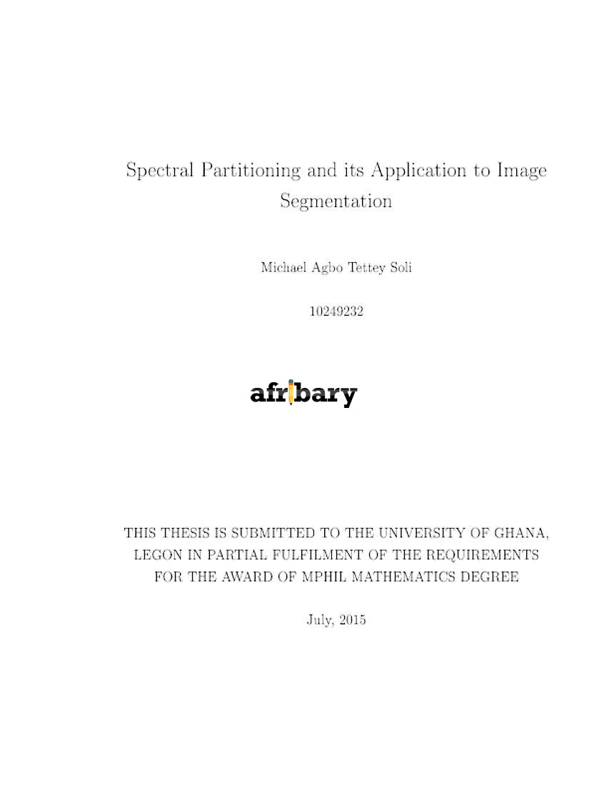 Spectral Partitioning And Its Application To Image Segmentation