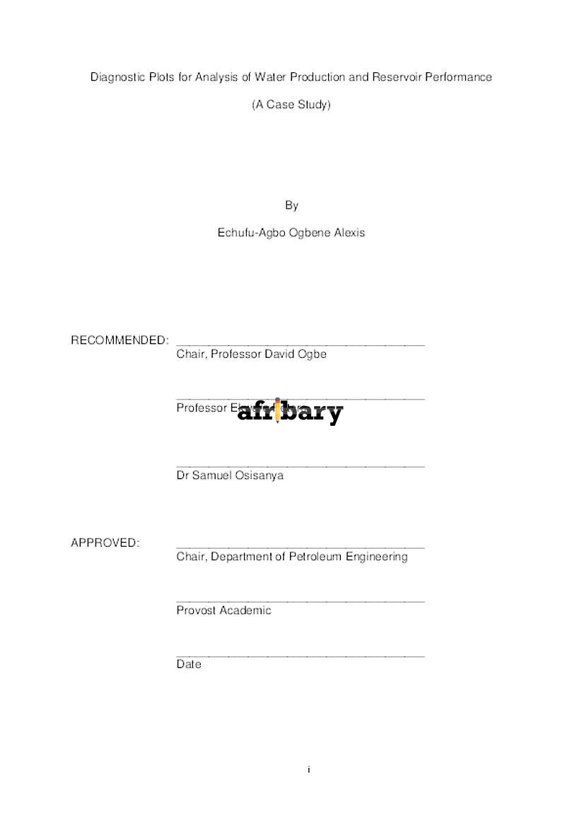 Diagnostic Plots For Analysis Of Water Production And Reservoir ...