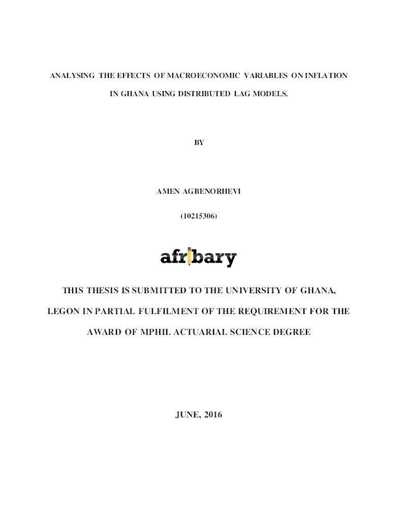 Analysing The Effects Of Macroeconomic Variables On Inflation In Ghana Using Distributed Lag