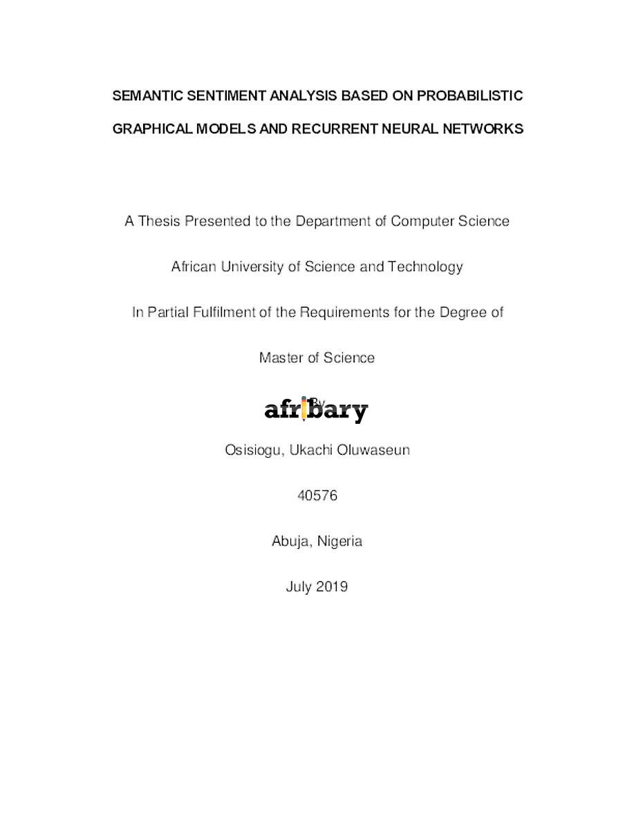 Semantic Sentiment Analysis Based On Probabilistic Graphical Models And ... Semantic Sentiment Analysis Based On Probabilistic Graphical Models And ...