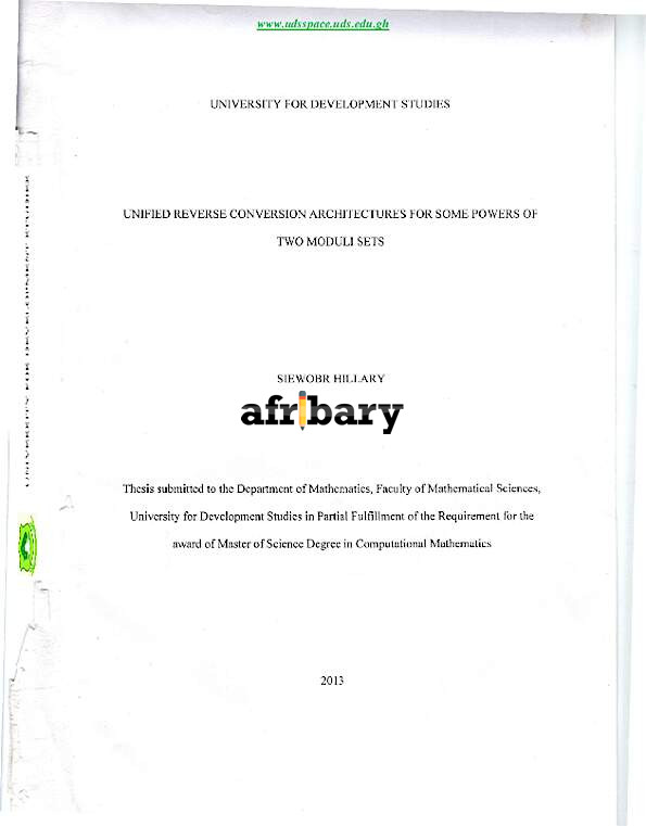 Unified Reverse Conversion Architectures For Some Powers Of Two Moduli ...