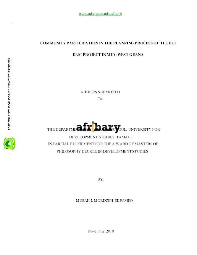 Community Participation In The Planning Process Of The Bui Dam Project ...