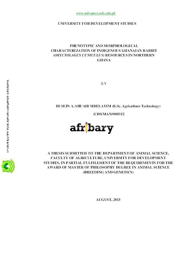 Phenotypic And Morphological Characterization Of Indigenous Ghanaian ...