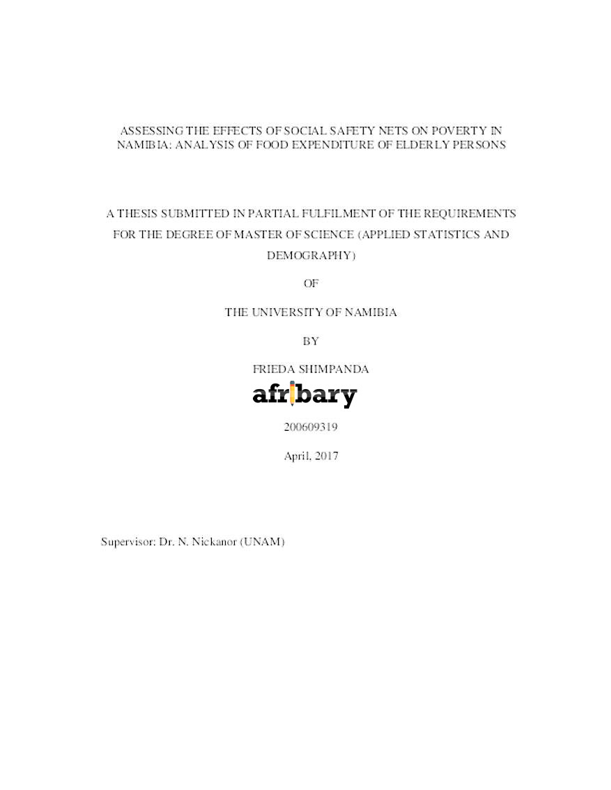 Assessing The Effects Of Social Safety Nets On Poverty In Namibia ... Assessing The Effects Of Social Safety Nets On Poverty In Namibia ...
