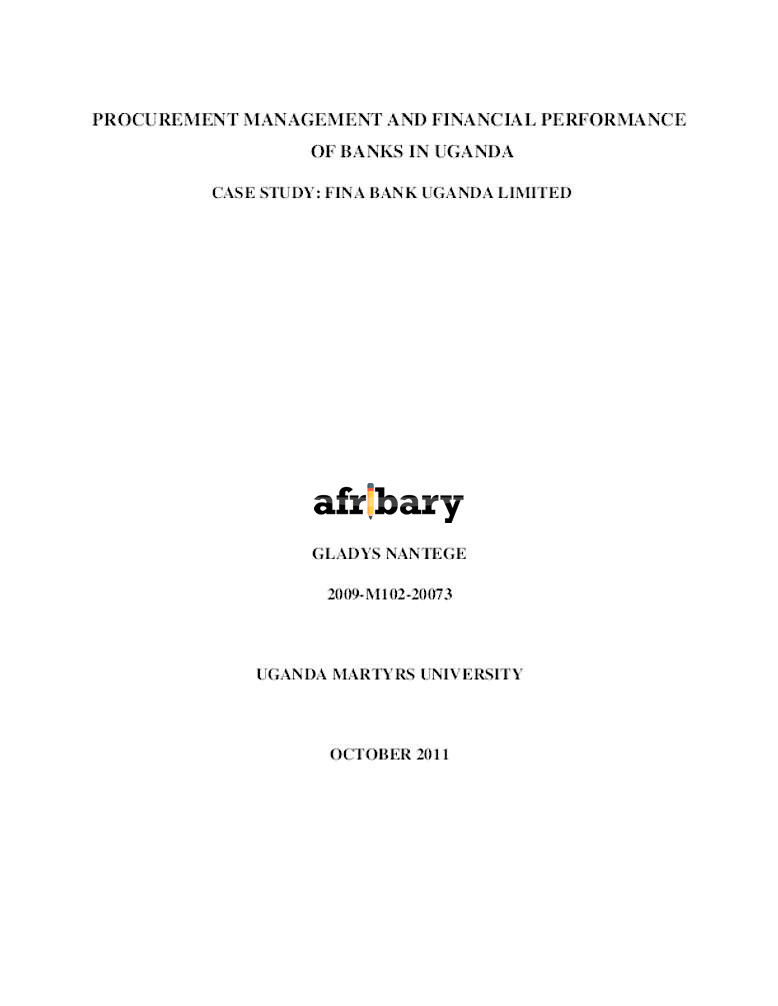 Procurement Management And Financial Performance Of Banks In Uganda ...