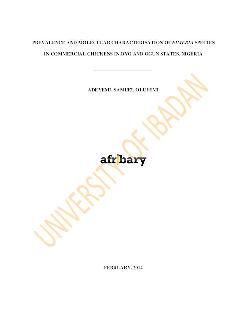 Prevalence And Molecular Characterisation Of Eimeria Species In ...