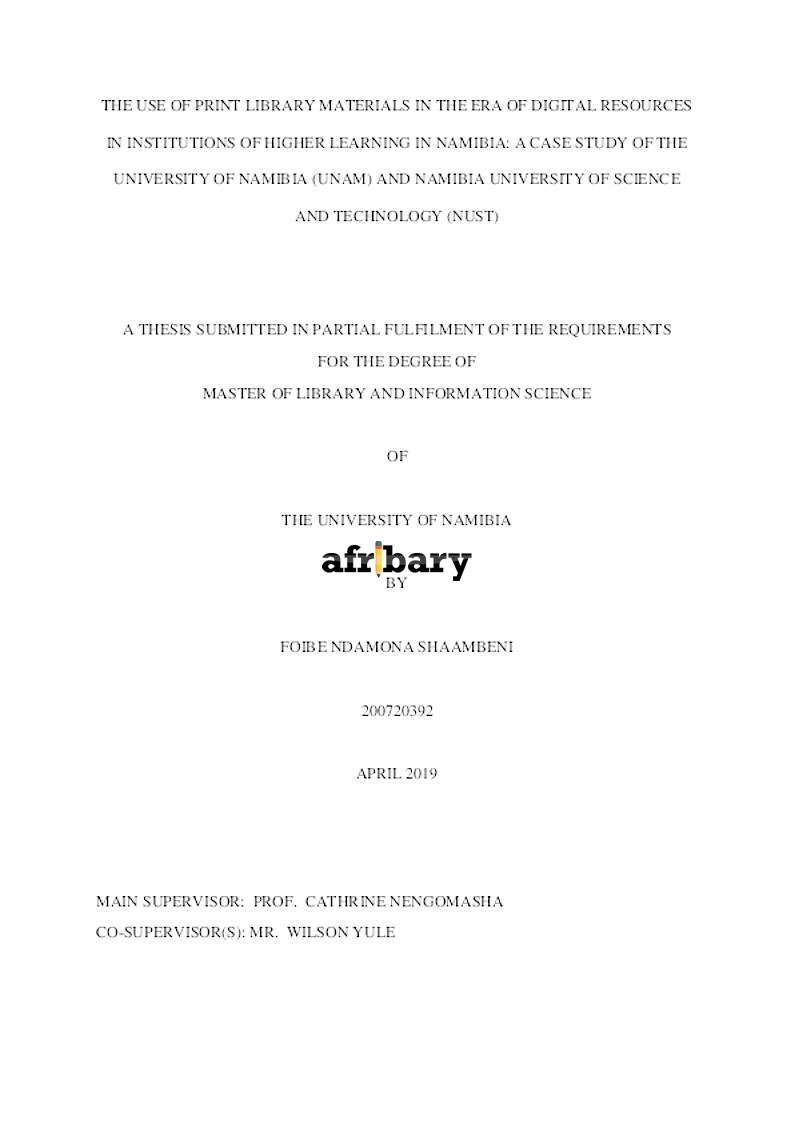 The Use of Print Library Materials in The Era of Digital Resources in ...