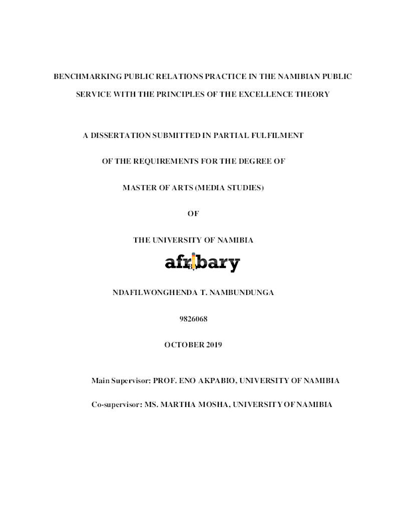 Benchmarking Public Relations Practice In The Namibian Public Service ...