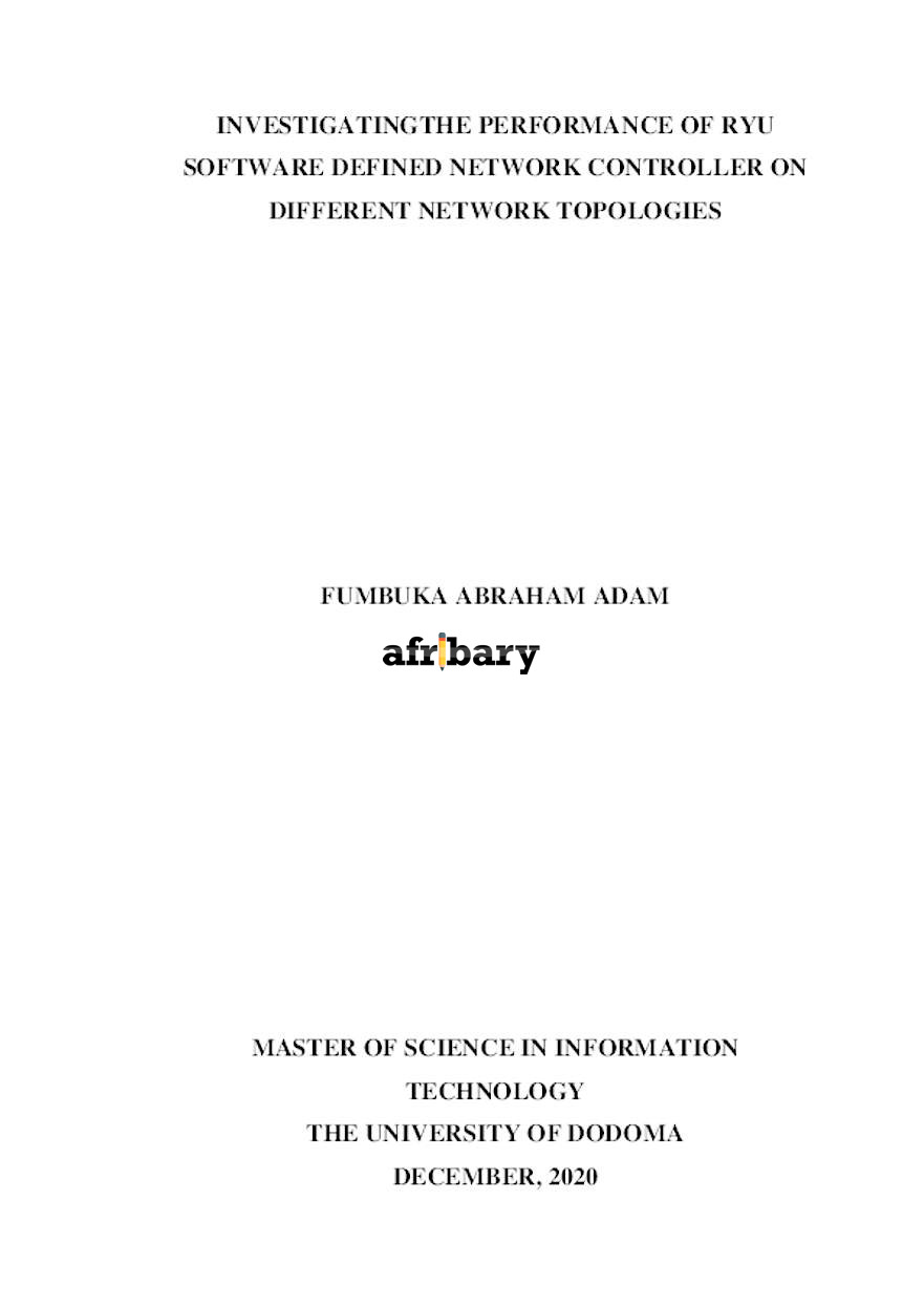 Investigatingthe Performance Of Ryu Software Defined Network Controller On Different Network 2699