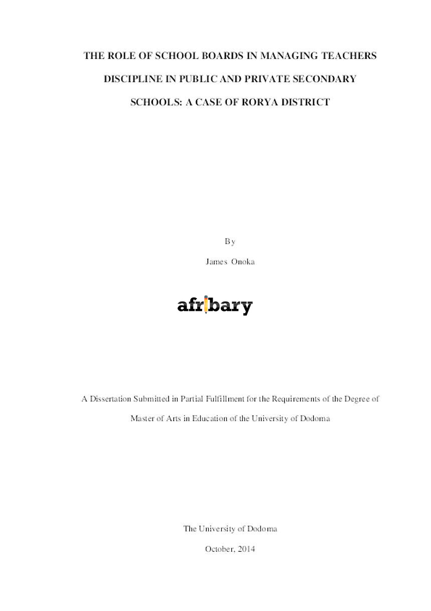 The Role Of School Boards In Managing Teachers Discipline In Public And ...
