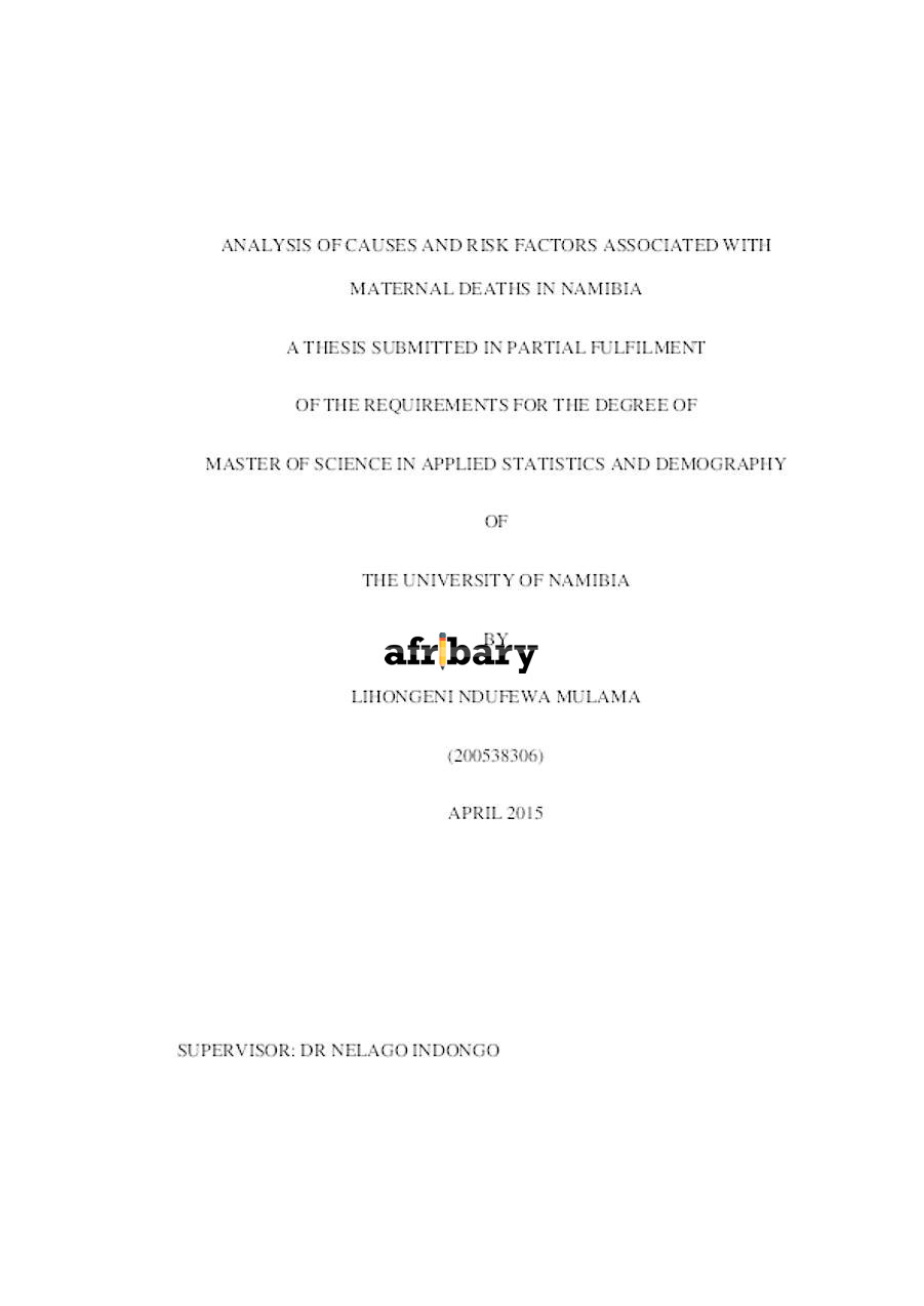 Analysis Of Causes And Risk Factors Associated With Maternal Deaths In ...