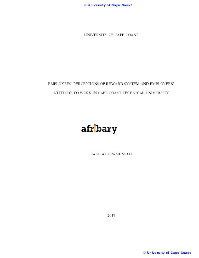 Employees’ Perceptions Of Reward System And Employees’ Attitude To Work ...