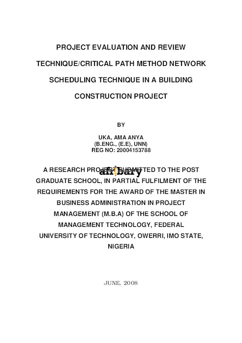 Project Evaluation And Review Technique/Critical Path Method Network ...