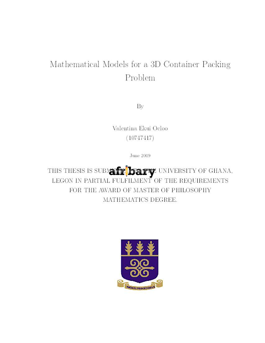 Mathematical Models For A 3d Container Packing Problem Afribary