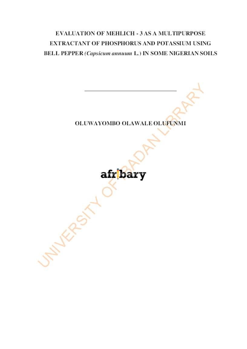 Evaluation Of Mehlich - 3 As A Multipurpose Extractant Of Phosphorus ...